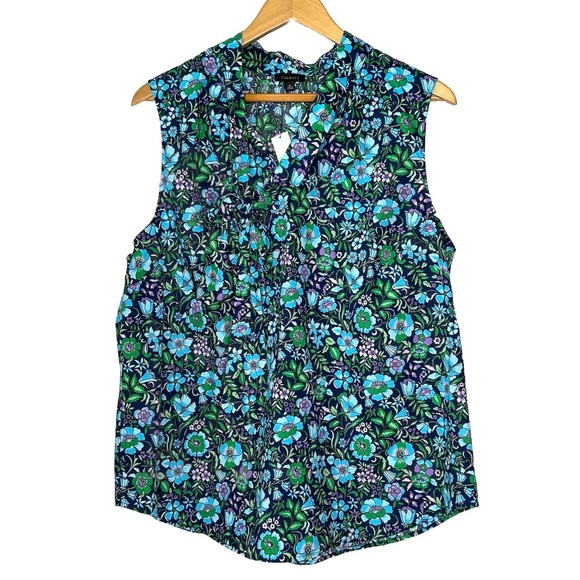 Talbots | Tops | Talbots Womens Size Xl Spring Fleur Floral Blue Tie ...